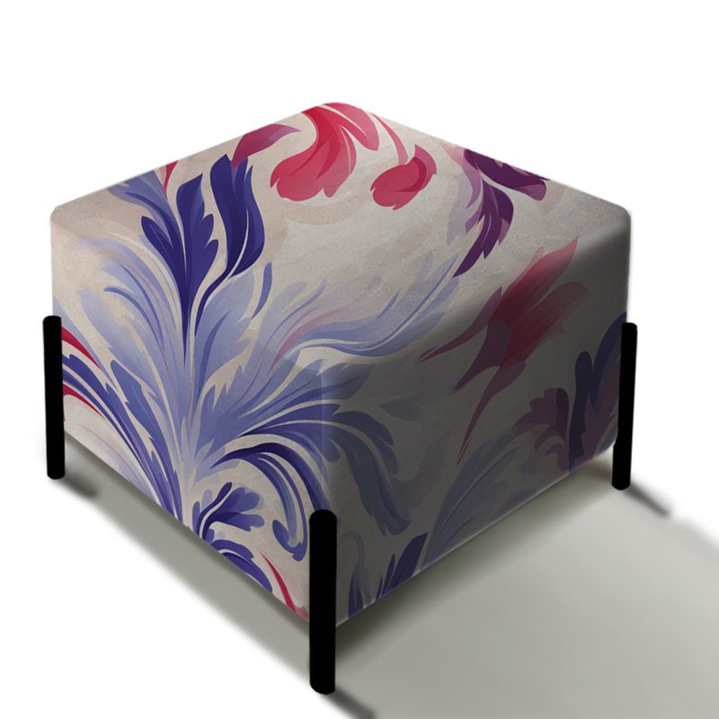 Design Art Pink And Purple Ikat Facade Splendor - Ikat Square Ottoman | Wayfair